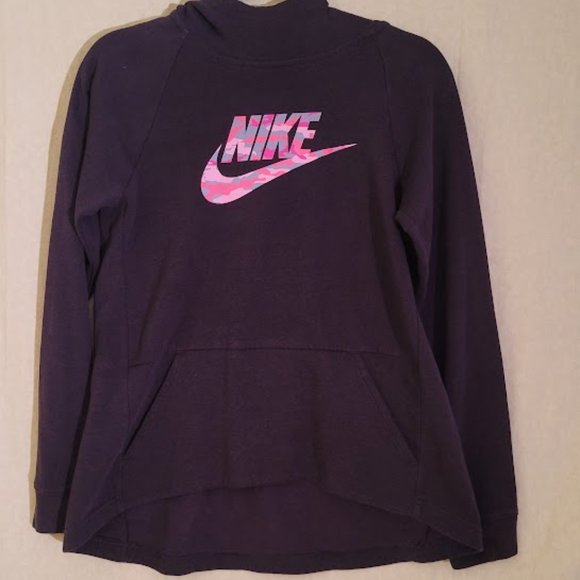 Nike | Shirts & Tops | Black Nike Hoodie Pink Writing Xl Girls | Poshmark